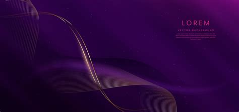 Luxury Curve Golden Lines On Dark Purple Background With Lighting Effect Copy Space For Text