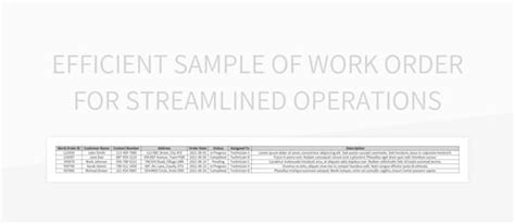 Free Work Order Template Templates For Google Sheets And Microsoft Excel Slidesdocs