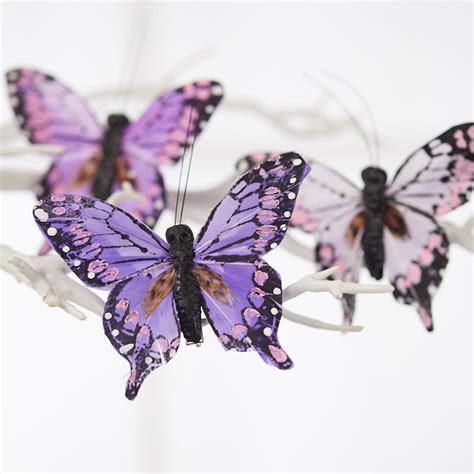 Purple Feathered Artificial Butterflies Artificial Birds Nests