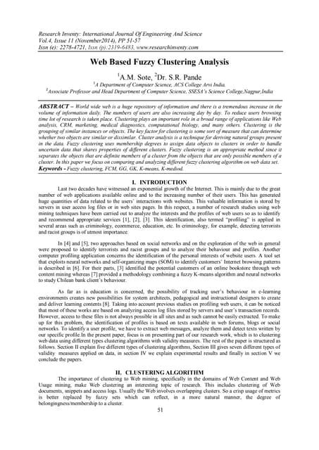 Web Based Fuzzy Clustering Analysis Pdf