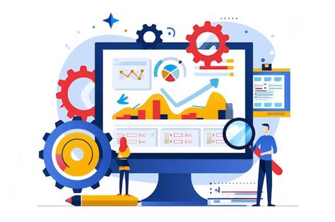 A Graphic Of A Computer With A Diagram Of A Graph And A Graph Premium
