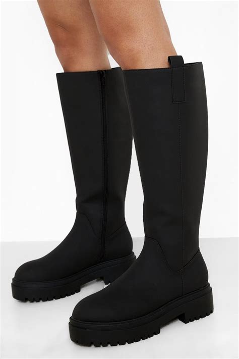 Knee High Chunky Boots Boohoo