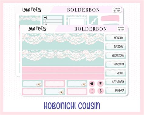 Love Notes Hobonichi Cousin Weekly Planner Sticker Kit Hand Drawn
