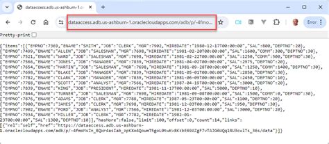 live access to json document with oracle database 23ai data set