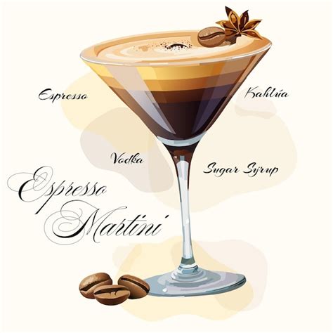 Premium Vector Espresso Martini Cocktail Flat Design Summer Cocktail