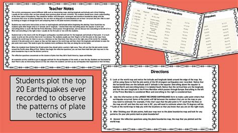 Earthquake Plotting Activity With Plate Tectonic Boundaries Made By