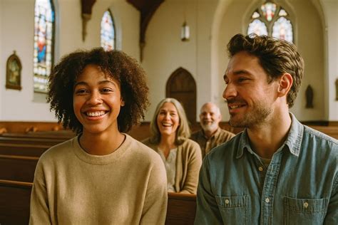 Joyful Group In Church Pews Free Photo Rawpixel