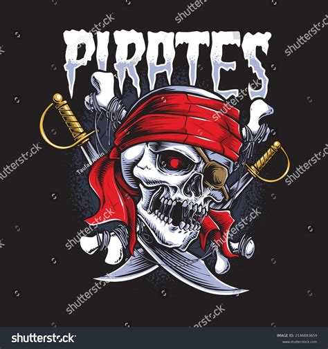 Pirates Skull Sword Tshirt Design Stock Vector Royalty Free Shutterstock