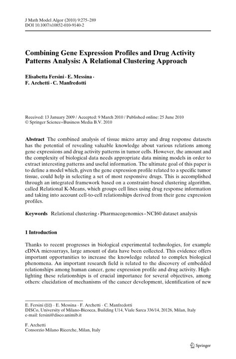 Pdf Combining Gene Expression Profiles And Drug Activity Patterns