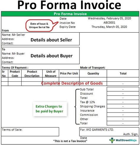 Sample Proforma Invoice Excel Template