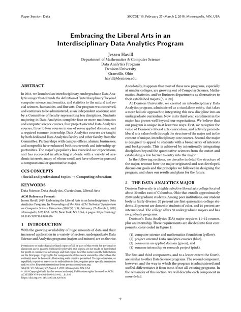 Pdf Embracing The Liberal Arts In An Interdisciplinary Data Analytics