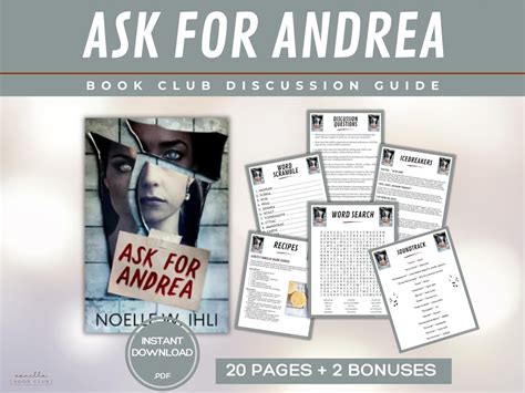 Ask For Andrea Book Club Guide Book Club Games Book Discussion
