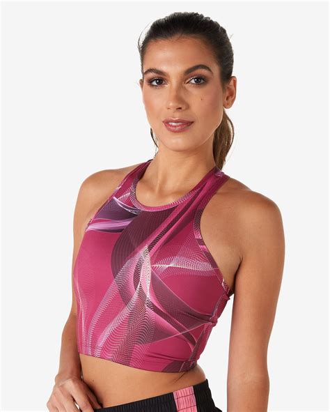 Riachuelo Top Esportivo Feminino Nadador Abstrato Rosa Cereja Body