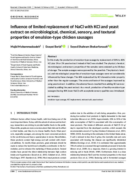 Pdf Influence Of Limited Replacement Of Nacl With Kcl And Yeast Extract On Microbiological