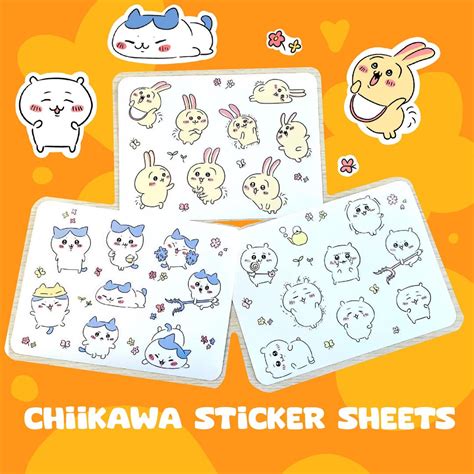 Chiikawa Sticker Sheet Usagi Stickers Hachiware Stickers Kawaii