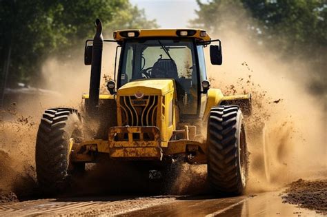 Grading Excellence Motor Grader In Focus Premium Ai Generated Image