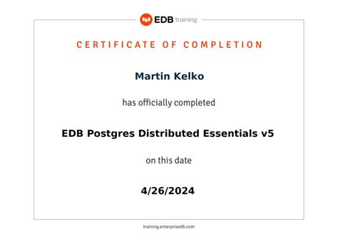 Ive Obtained A New Certification Edb Postgres Distributed Essentials Martin Kelko