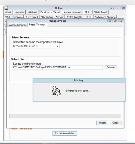 Importing Assembly Items In Csv Format