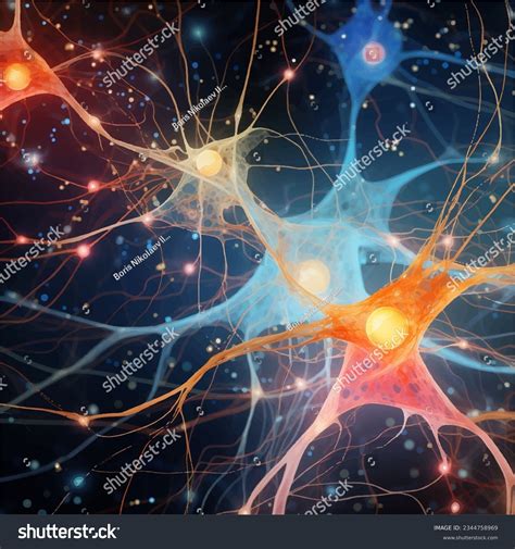 Neurons Neural Complex Pathways Close Synapses Stock Illustration
