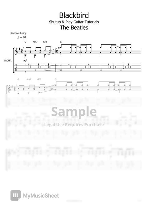 The Beatles Blackbird Sheets By Shutup And Play Guitar Tutorials