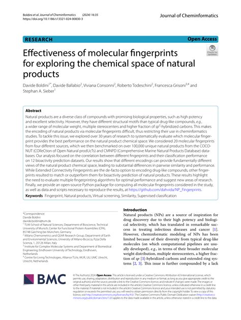 PDF Effectiveness Of Molecular Fingerprints For Exploring The