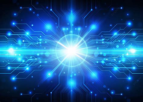 Glowing Blue Circuit Represents Future Digital Power Design Blue Light