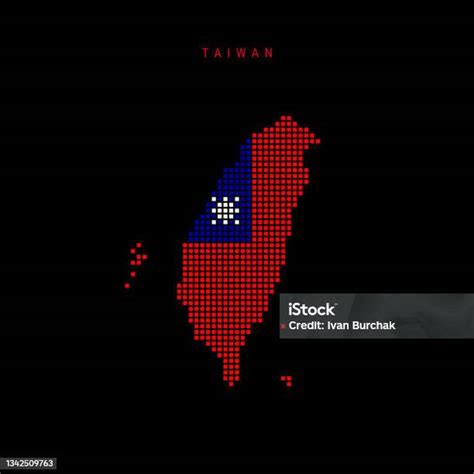 대만의 정사각형 점 패턴지도 깃발 색이 있는 점선 픽셀 맵입니다 벡터 일러스트레이션 0명에 대한 스톡 벡터 아트 및 기타 이미지
