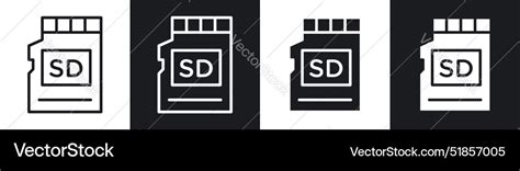 Sd Card Icon Set In Black And White Filld Vector Image