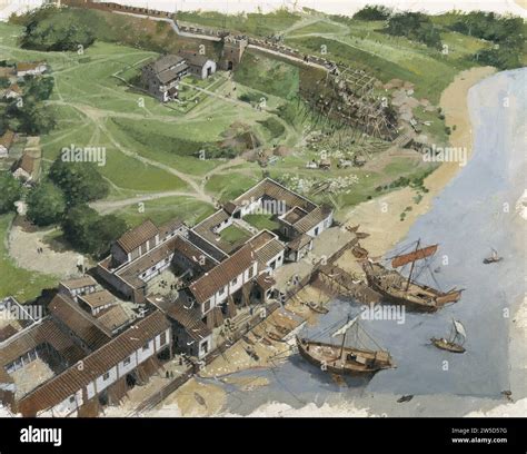 Artists Impression By Ivan Lapper Of The Tower Of London Site In Ad 200 British Dated 1999