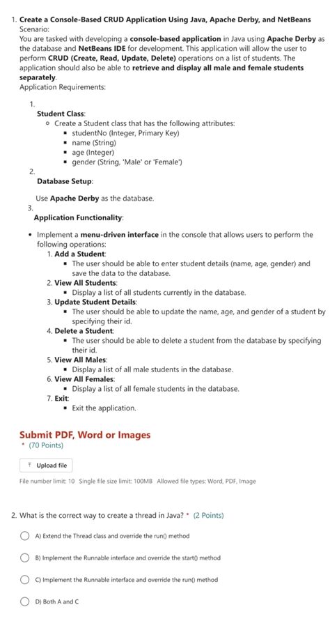 Solved Create A Console Based Crud Application Using Java Chegg