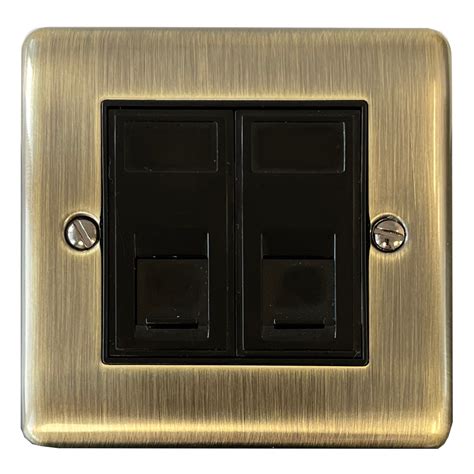 Antique Brass Rj45 2 Gang