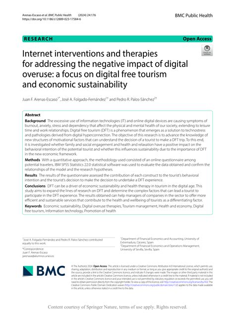 Pdf Internet Interventions And Therapies For Addressing The Negative Impact Of Digital Overuse