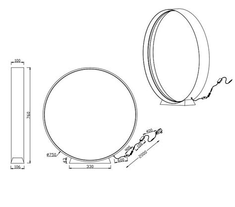 Candeeiro De Pé Loop Redondo Preto Lampicris Iluminação