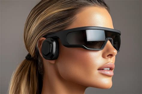 Woman Wearing Futuristic Glasses Premium Ai Generated Image