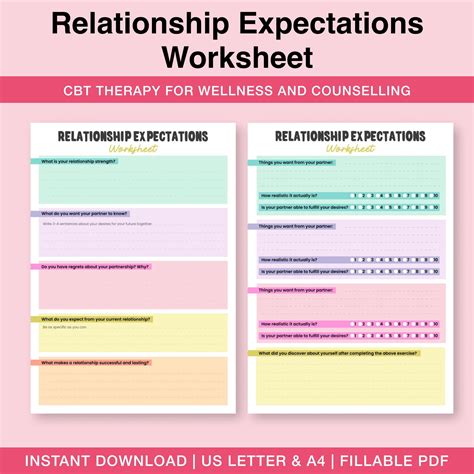 Relationship Expectations Worksheet Fillable Workbook For Couples Pdf
