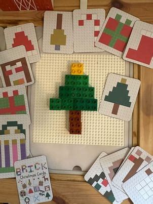 Building Bricks Instruction Flash Cards Christmas And Holiday Designs
