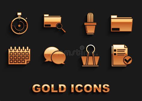 Set Speech Bubble Chat Document Folder And Check Mark Binder Clip