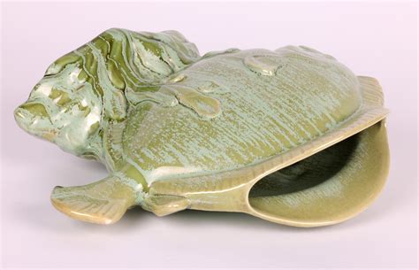 French Attributed Art Deco Mottled Lustre Glazed Pottery Fish Vase For