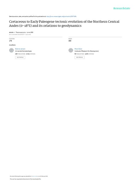 Jaillard And Soler 1996 Pdf Plate Tectonics Structural Geology