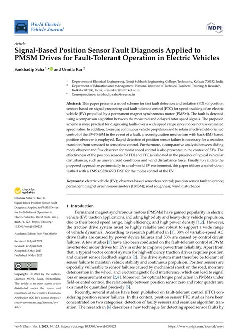 Pdf Signal Based Position Sensor Fault Diagnosis Applied To Pmsm Drives For Fault Tolerant
