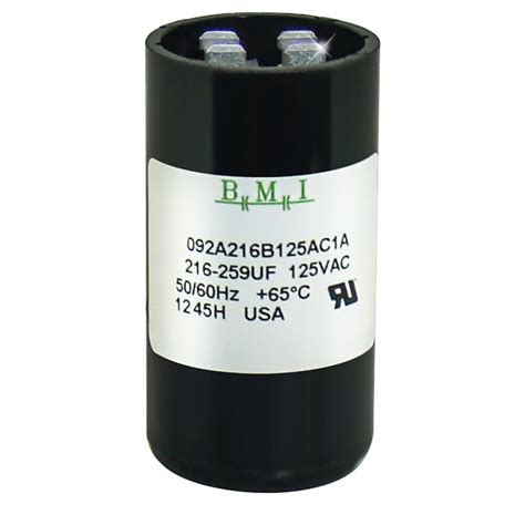 Bmi 092a216b125ac1a 216 259 Uf X 125 Vac Round Start Capacitor 64598