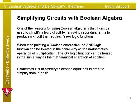 5 Boolean Algebra And De Morgans Theorems Theory