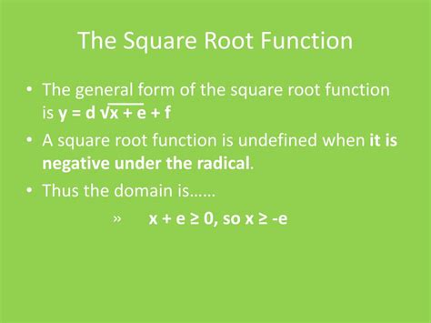 Ppt The Square Root Function Powerpoint Presentation Free Download Id 2237135