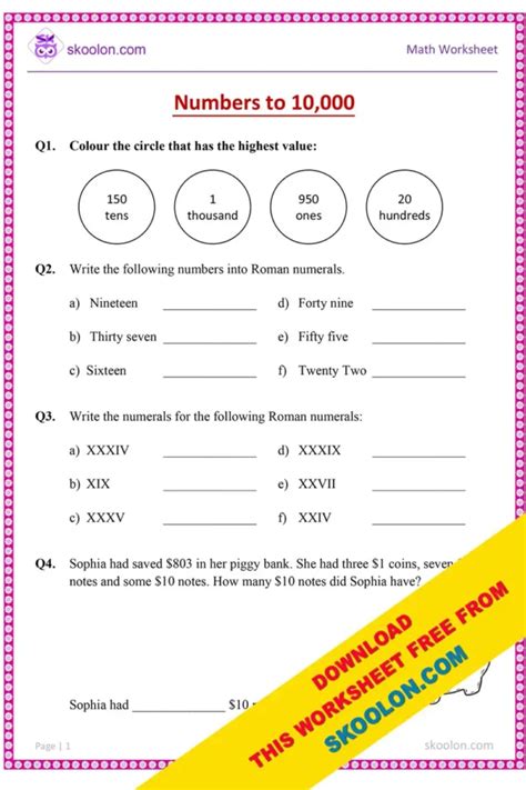Numbers To 10000 Worksheet 6
