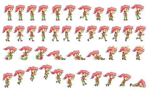 Frisky Girl Game Sprites Vetor Premium