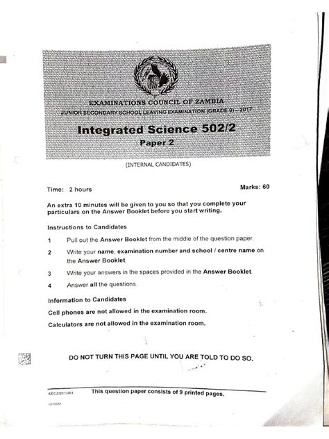 Integrated Science Past Papers Pdf
