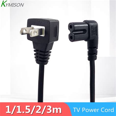 Usa 2 Prong มุมลงสายไฟ Nema 1 15p ถึง Iec320 C7 รูป 8 Connector Ac