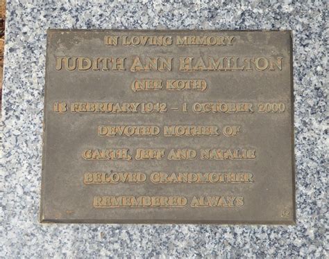 Judith Ann Koth Hamilton 1942 2000 Find A Grave Memorial