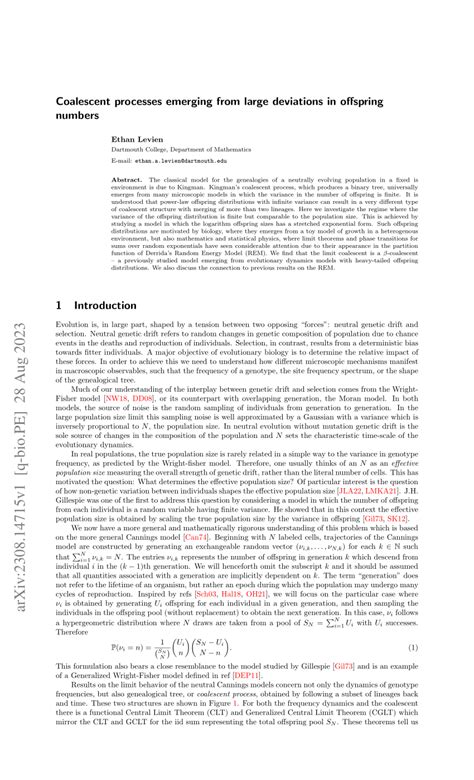 Pdf Coalescent Processes Emerging From Large Deviations In Offspring Numbers