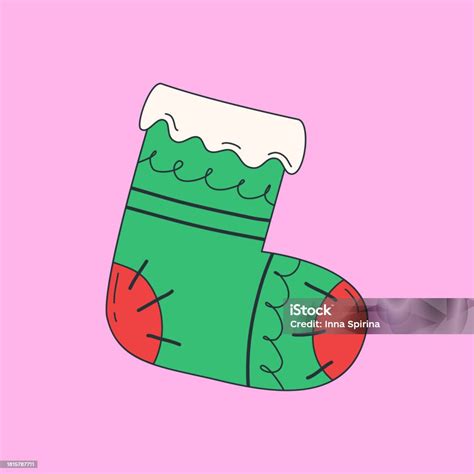 크리스마스 양말 휴일 전통 요소 벡터 일러스트 레이 션입니다 현대적인 스타일의 크리스마스와 새해 복 많이 받으세요 프린트 카드